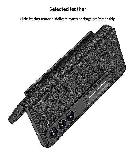 SHIEID Galaxy Z Fold 5 Case with S Pen Holder - Z Fold 5 Leather Case, Ultra -Thin Business Style Phone Case Compatible with Samsung Galaxy Z Fold 5 Case, Cloud Black