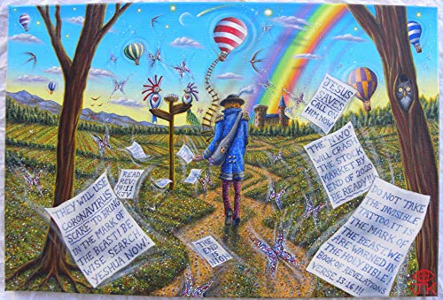Joseph KALIHER (Texas 1970) PARABLE OF THE SOWER OF MEMES OIL on CANVAS cm 40x60