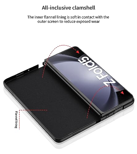 SHIEID Galaxy Z Fold 5 Case with S Pen Holder - Z Fold 5 Leather Case, Ultra -Thin Business Style Phone Case Compatible with Samsung Galaxy Z Fold 5 Case, Cloud Black