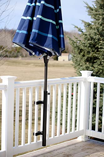 LOVE YOUR DECK | Patio Umbrella Holder | Outdoor Umbrella Base and Mount | Attaches to Railing Maximizing Patio Space and Shade