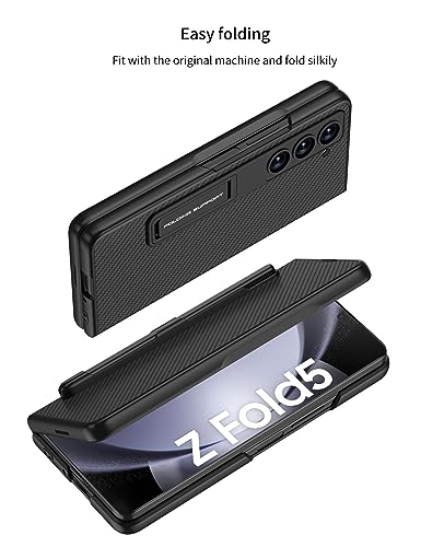 SHIEID Galaxy Z Fold 5 Case with S Pen Holder - Z Fold 5 Leather Case, Ultra -Thin Business Style Phone Case Compatible with Samsung Galaxy Z Fold 5 Case, Cloud Black