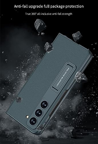 SHIEID Galaxy Z Fold 5 Case with S Pen Holder - Z Fold 5 Leather Case, Ultra -Thin Business Style Phone Case Compatible with Samsung Galaxy Z Fold 5 Case, Cloud Black