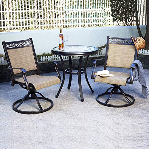 Dali Swivel Rocker Chair, Cast Aluminum All-Weather Comfort Club Arm Patio Dining Chair 2 Pc