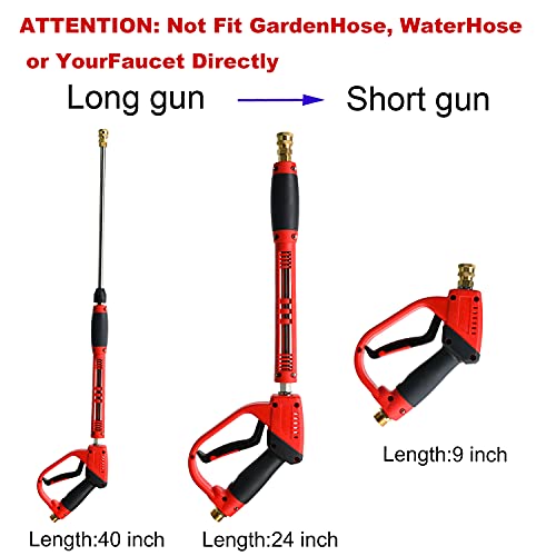 Tool Daily Deluxe Pressure Washer Gun, with Replacement Wand Extension, 5 Nozzle Tips, M22 Fitting, 40 Inch, 5000 PSI