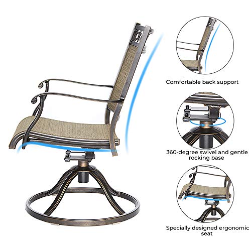 Dali Swivel Rocker Chair, Cast Aluminum All-Weather Comfort Club Arm Patio Dining Chair 2 Pc