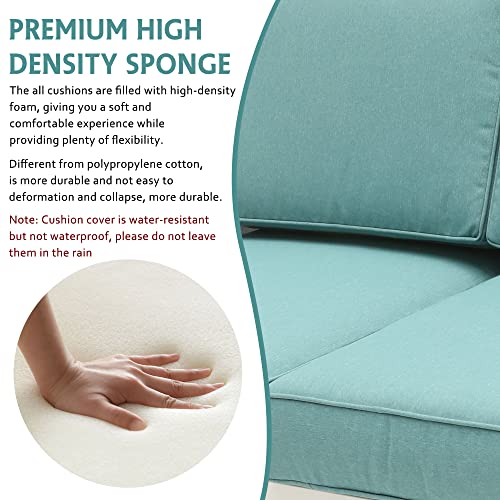 Green4ever Aluminium Outdoor Armchair, 3 Pcs Modern Metal Patio Sofa Balcony Conversation Sets with Side Table (White)