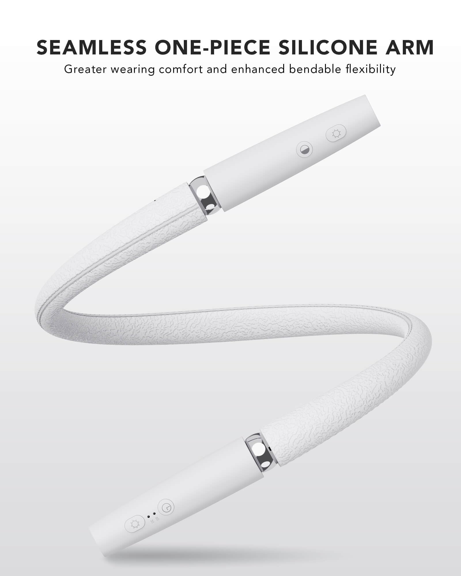 NIVAVA Neck Reading Light, Book Light for Reading in Bed [Steering Shafts Adjustment], Bendable Silicone Arm, Long Lasting LED Rechargeable Knitting Light for Camping, Repair, Crochet & Craft, White