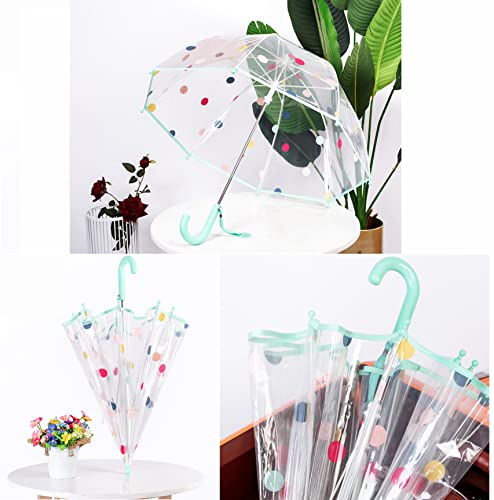 ThreeH Kids Dots Bubble Umbrella with Easy Grip Handle 8 Shatterproof Fiber Ribs 28 Inch Extended Canopy Great Birthday Party Christmas,Green