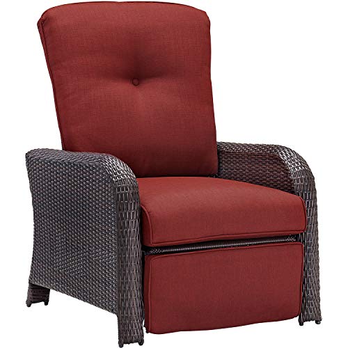 Hanover Strathmere Outdoor Luxury Recliner, Rich Brown/Crimson Red