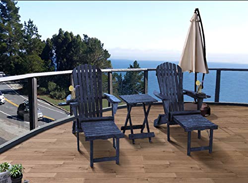 W Home SW2005NV Built-in Ottoman Adirondack Chaise Lounge Chair, Navy Blue