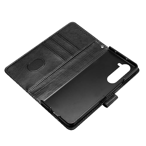 Cell Phone Flip Case Cover Slim Case Compatible with Samsung Galaxy Z Fold 5 Wallet Case with Card Holder, Embossed Floral Cover Leather Folio Flip Case Shockproof Protective Cover Compatible with Wom