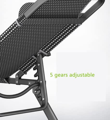 Phil Beauty Household Deck Chair Iron Alloy Balcony Chair 5 Gears Adjustable Leisure Nap with Pillow Portable,Black