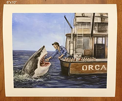 Drinking Buddies; Shark Drinking a Beer With Sailor (8x10)