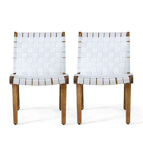 Christopher Knight Home Charlotter Outdoor Lounge Chair, White + Teak