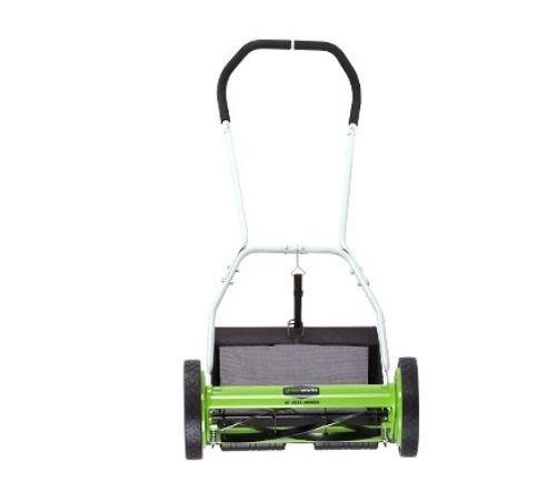 Greenworks 16-Inch Reel Lawn Mower with Grass Catcher 25052,Black/Green