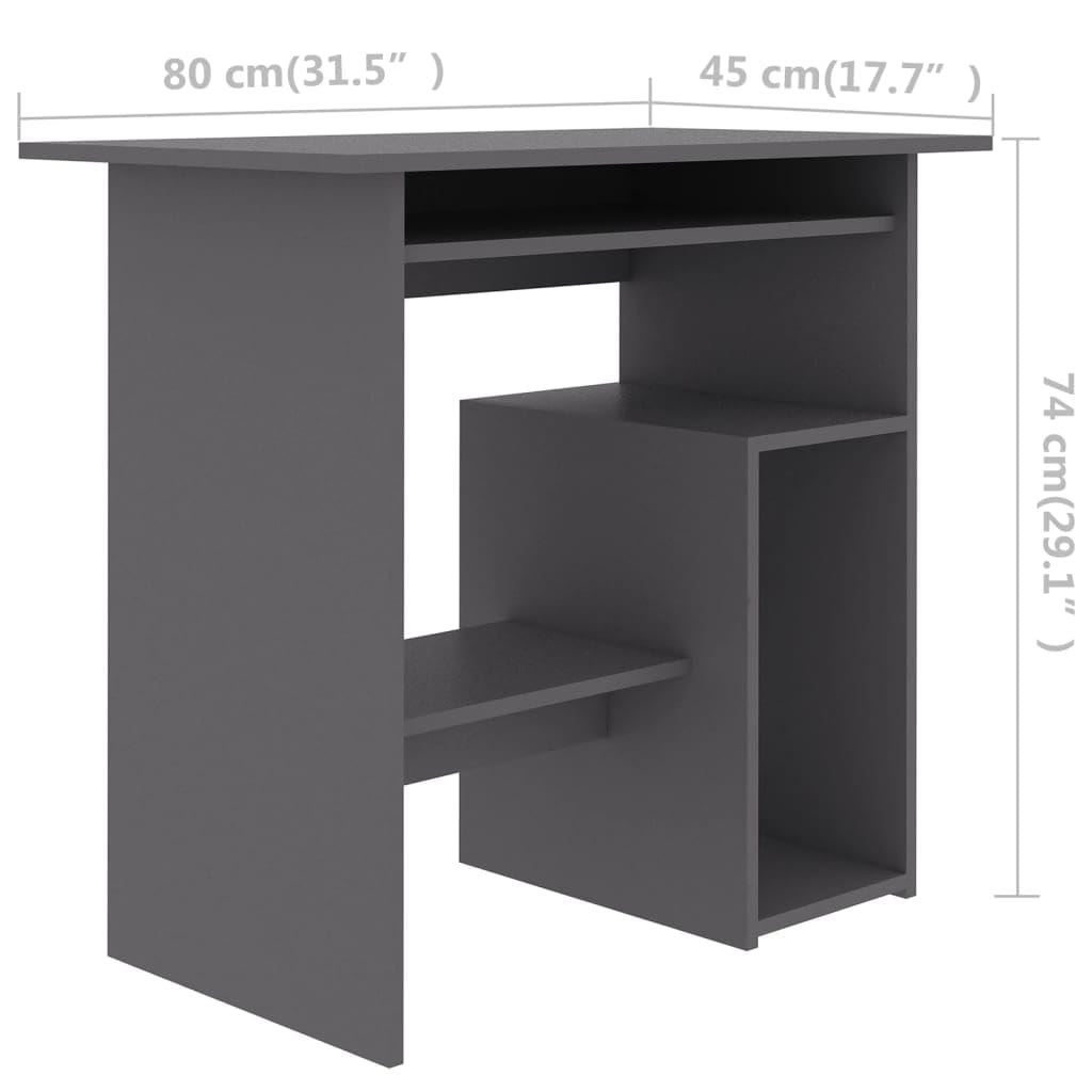 MSLAONXC Desk Gray,Computer Desk,Office Desk,Writing Table,Secretary Desk,Student Desk,Modern Simple Style,Bedroom Table,for Bedroom,Living Room,Workstation,31.5"x17.7"x29.1" Engineered Wood