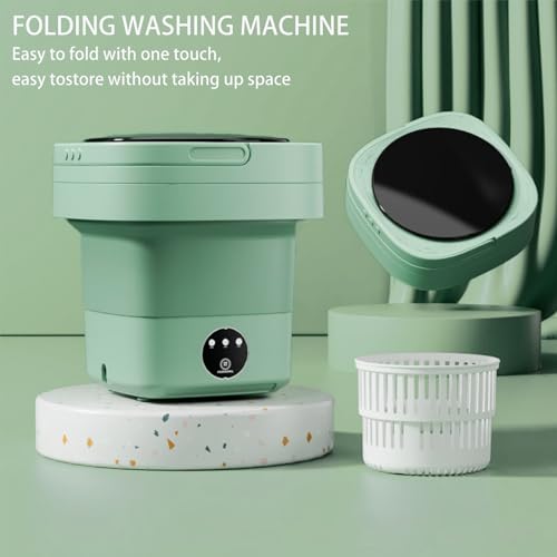 Portable washing machine foldable,Mini washer machine,8Litre large capacity Mini Washer for Underwear,Mini laundry machine suitable for Travel, RV, Camping, Home or Apartments Laundry Used (green)