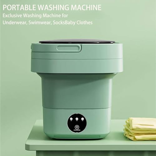 Portable washing machine foldable,Mini washer machine,8Litre large capacity Mini Washer for Underwear,Mini laundry machine suitable for Travel, RV, Camping, Home or Apartments Laundry Used (green)