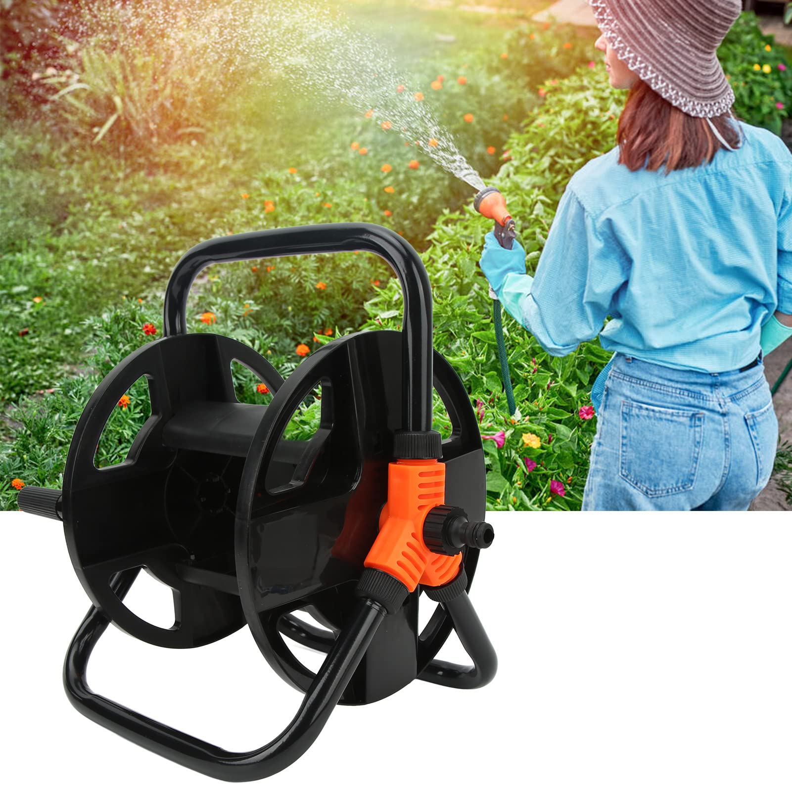 Qinlorgo Portable Hose Reel, Rope Hose Storage Stand, Water Hose Holder, Storage Rack, Abs Single Arm Tool for Garden Watering, Car Washing, Fire Fighting