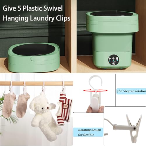 Portable washing machine foldable,Mini washer machine,8Litre large capacity Mini Washer for Underwear,Mini laundry machine suitable for Travel, RV, Camping, Home or Apartments Laundry Used (green)
