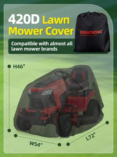 Riding Lawn Mower Cover, Eventronic 54β Riding Lawn Tractor Cover Waterproof Heavy Duty Durable (420D-polyester oxford)