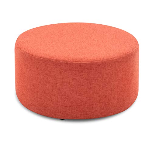 24inches Pouf Round Vanity Ottoman Seat Sofa Footrest Stool Couch Orange Durable Sturdy Heavy Duty Ergonomic Comfortable for Home Indoor Outdoor Patio Garden Backyard Poolside Living Room Bedroom Dorm