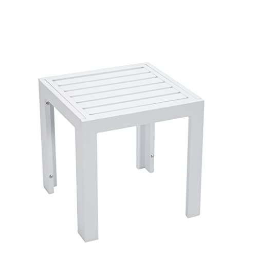 LeisureMod Chelsea Modern White Aluminum Chaise Lounge Outdoor Patio Chair with Side Table & Cushions Set of 2, Green