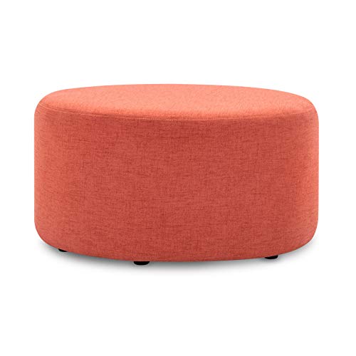 24inches Pouf Round Vanity Ottoman Seat Sofa Footrest Stool Couch Orange Durable Sturdy Heavy Duty Ergonomic Comfortable for Home Indoor Outdoor Patio Garden Backyard Poolside Living Room Bedroom Dorm