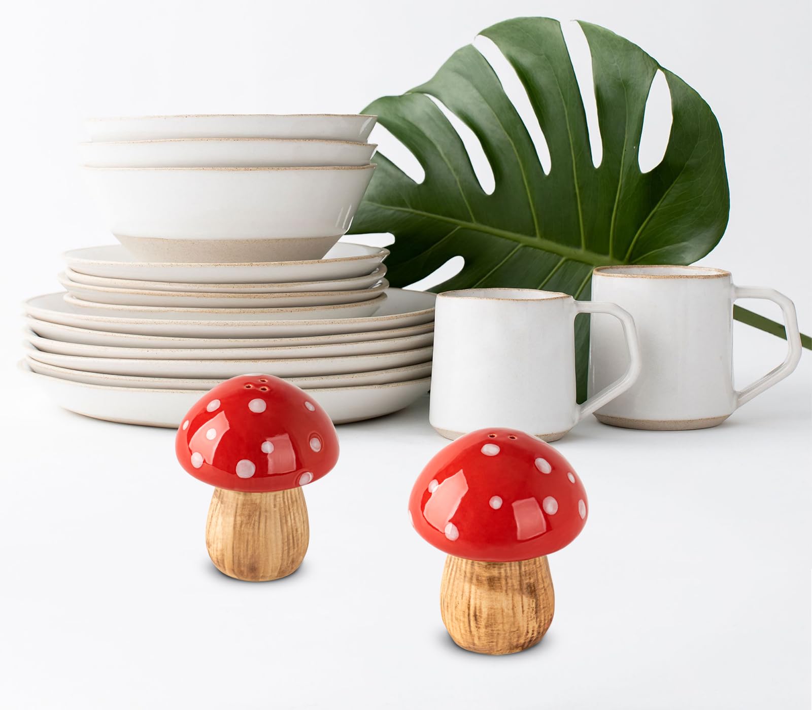 Mushroom Salt And Pepper Shakers Set Ceramic Salt Pepper Shakers Container Red Salt Pepper Shaker Set Salt Shakers For Kitchen Salt And Pepper Jar