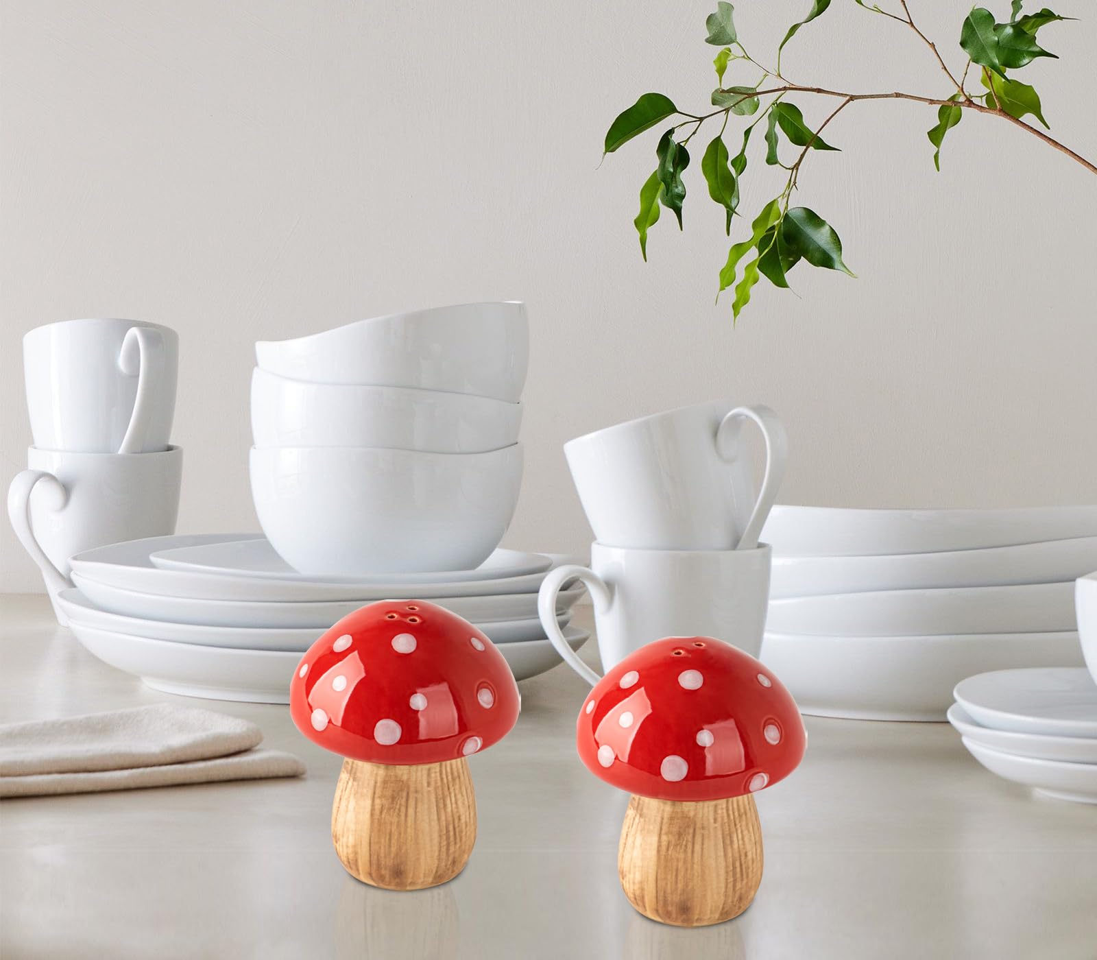 Mushroom Salt And Pepper Shakers Set Ceramic Salt Pepper Shakers Container Red Salt Pepper Shaker Set Salt Shakers For Kitchen Salt And Pepper Jar