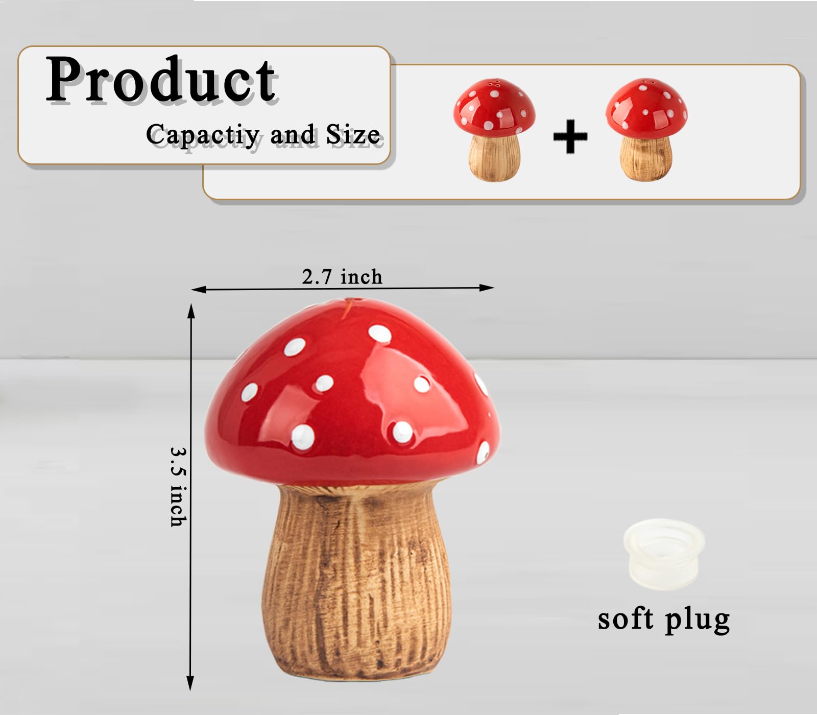 Mushroom Salt And Pepper Shakers Set Ceramic Salt Pepper Shakers Container Red Salt Pepper Shaker Set Salt Shakers For Kitchen Salt And Pepper Jar