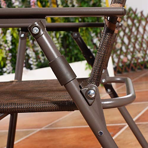 ARLIME 4-Pack Folding Steel Chairs, Patio Dining Chairs with Armrest and Footrest, Portable Outdoor and Indoor Sling Chairs, Camping Deck Garden Pool Backyard Chairs