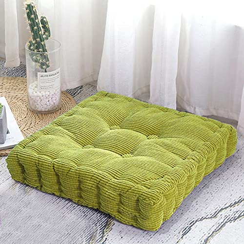 Square Floor Pillow Thick Cushion Meditation Pillows for Adults & Kids Bedroom Balcony Car Office Patio Sofa Reading Nooks Large Outdoor Indoor Tatami Chair Seat Cushion 20"ร20" Green