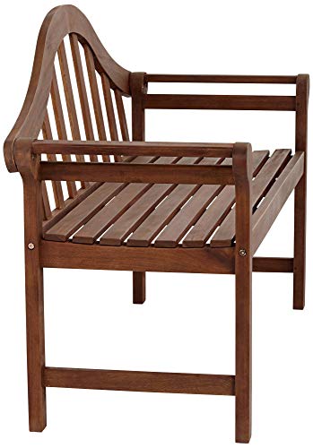 Teal Island Designs Concorde 53" Wide Dark Natural Acacia Wood Outdoor Bench