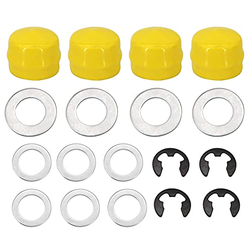kipa Front Wheel Axle Hardware Kit Replacement for John Deere M143338 GX21931 R27434 Z9972H M123254 Hub Caps Thrust Washers E-Clips Pack-4