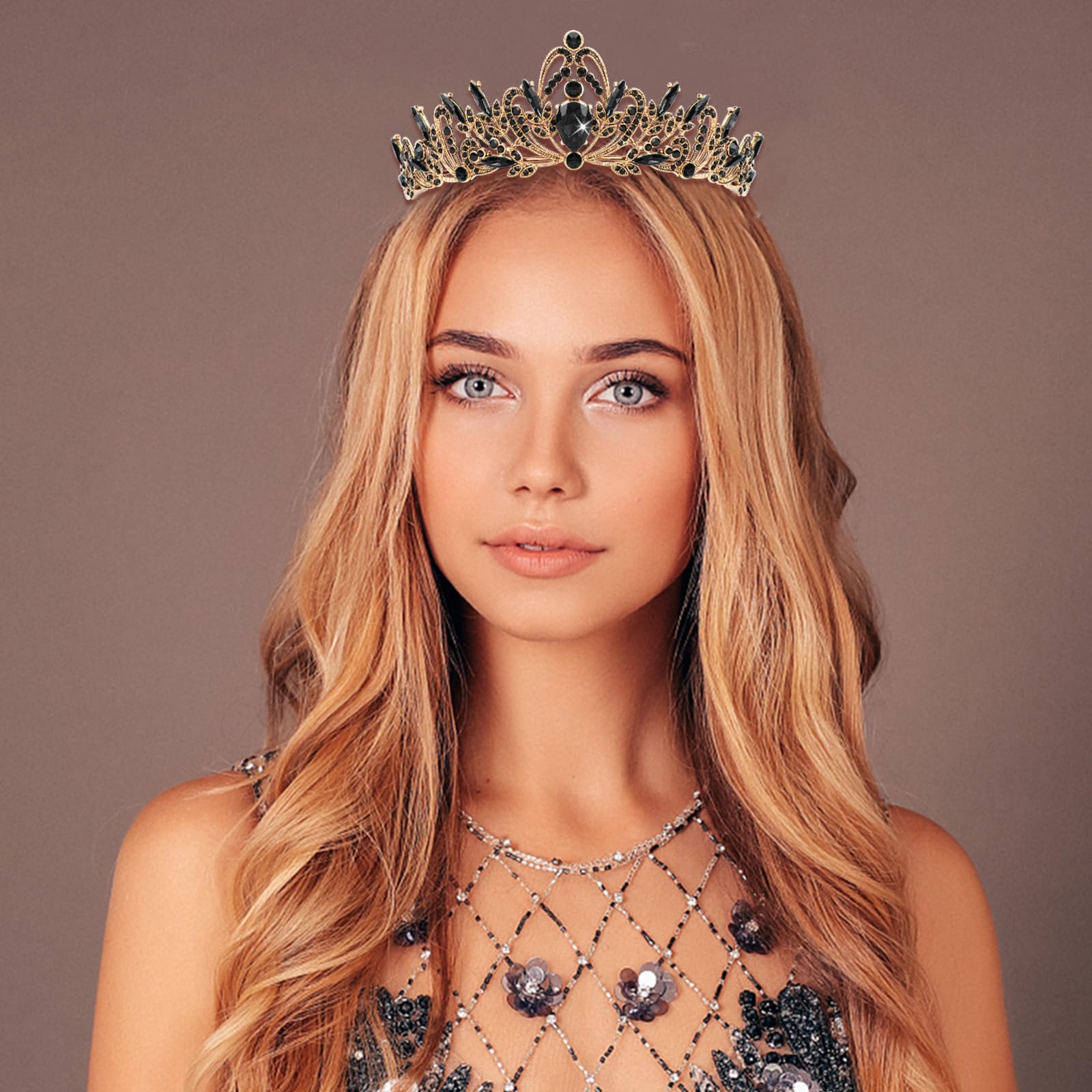 ANBALA Black Crowns for Women Tiaras for Wedding Tiaras and Crowns Crystal Princess Crown for Birthday Halloween