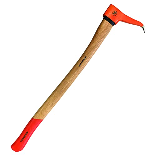 FORESTER Hookaroon Pickaroon Logging Tool - 28 Inch USA Hickory Handle Forged Steel Forestry Tools Log Hook for Lifting Wood Firewood Kindling Splitter Lifting Tools Logging Equipment Fire Wood Tools