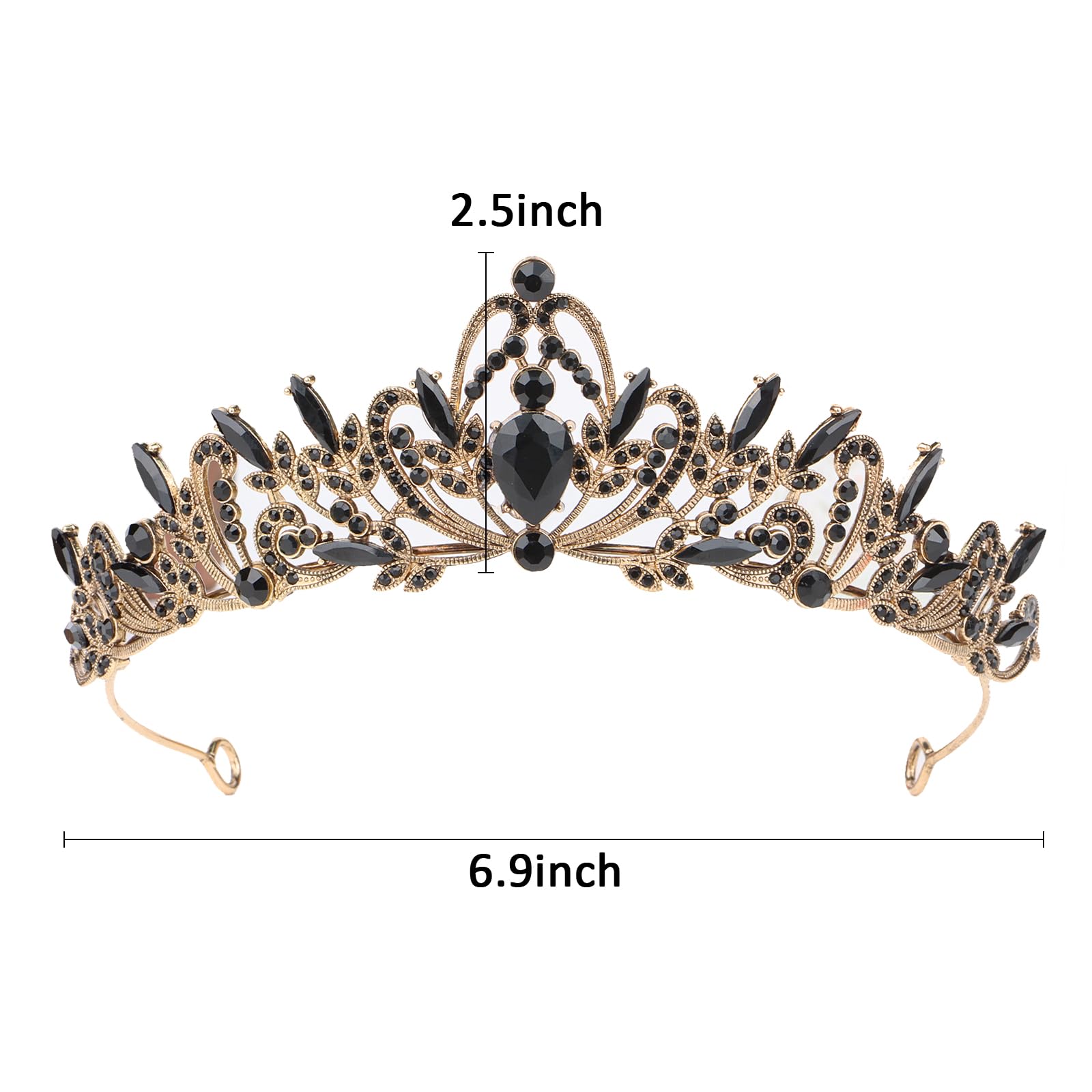 ANBALA Black Crowns for Women Tiaras for Wedding Tiaras and Crowns Crystal Princess Crown for Birthday Halloween
