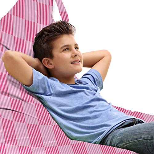 Lunarable Pink Lounger Chair Bag, Checkered Striped Squares Pastel Tones Geometrical Symmetric Illustration, High Capacity Storage with Handle Container, Lounger Size, Pale Pink Pink