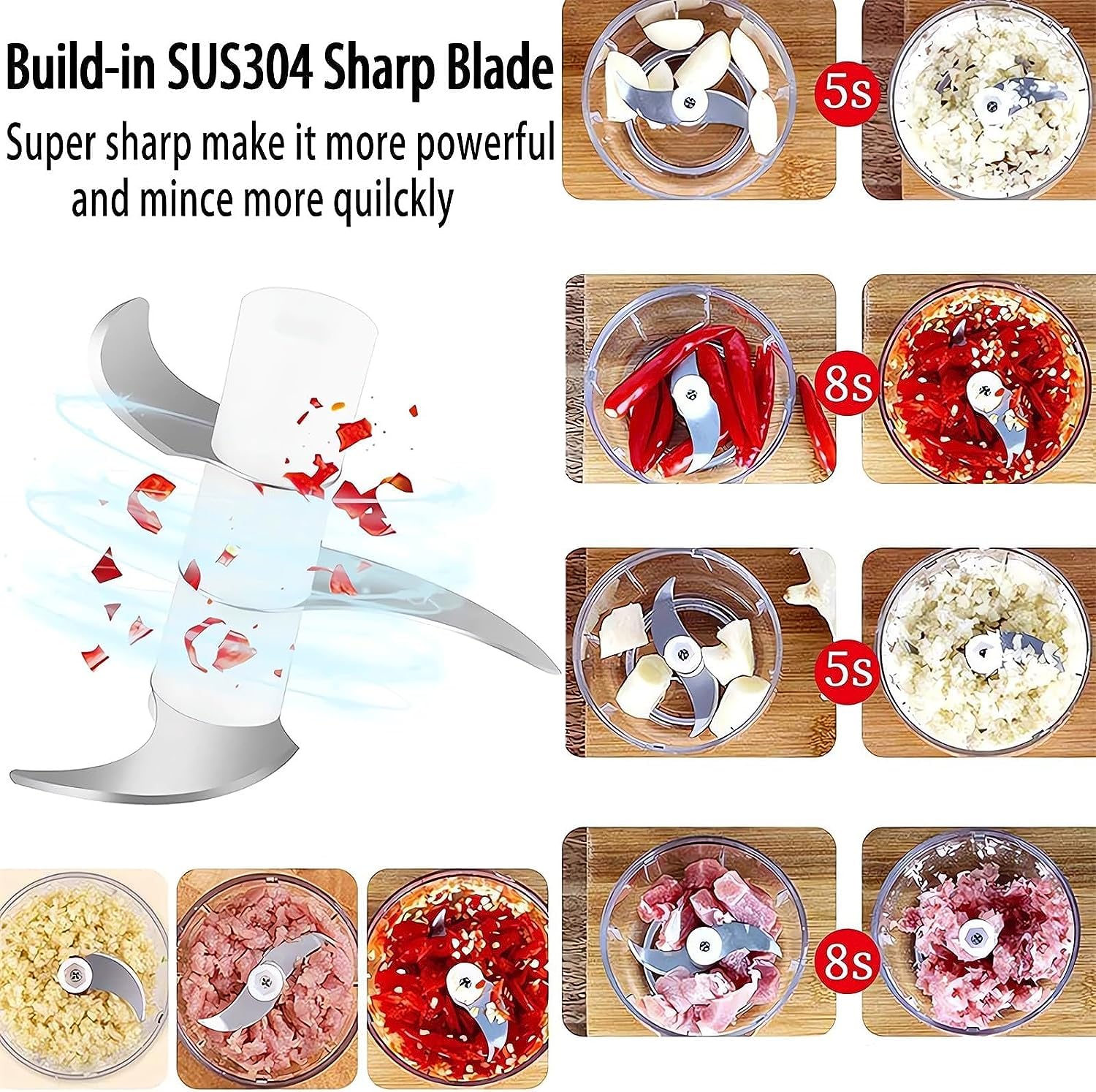 USB Rechargebale Electric Garlic Grinder - Mini Portable Wireless Food & Nut Chopper for all Nuts Electric, Small Chopper Blender Food Processor, Electric Onion Meat Nut Chopper Vegetable Cutter