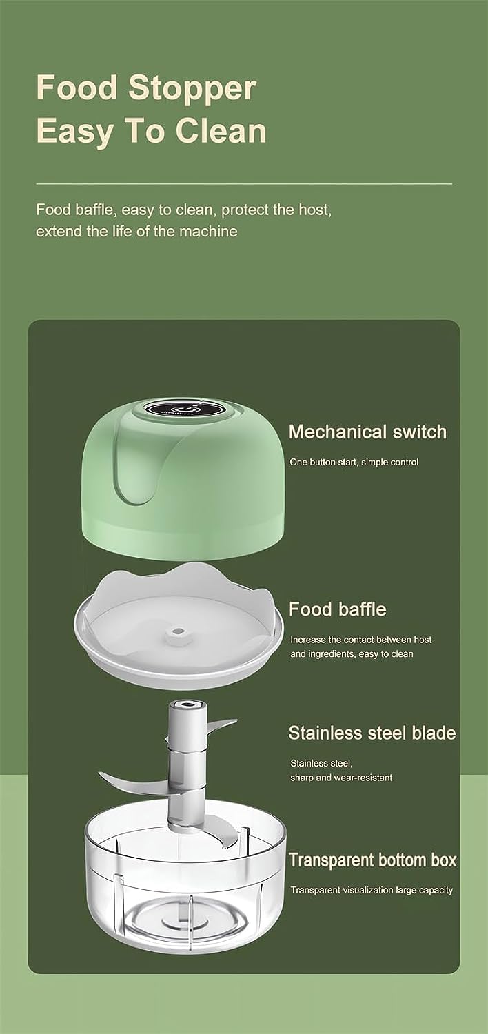 USB Rechargebale Electric Garlic Grinder - Mini Portable Wireless Food & Nut Chopper for all Nuts Electric, Small Chopper Blender Food Processor, Electric Onion Meat Nut Chopper Vegetable Cutter