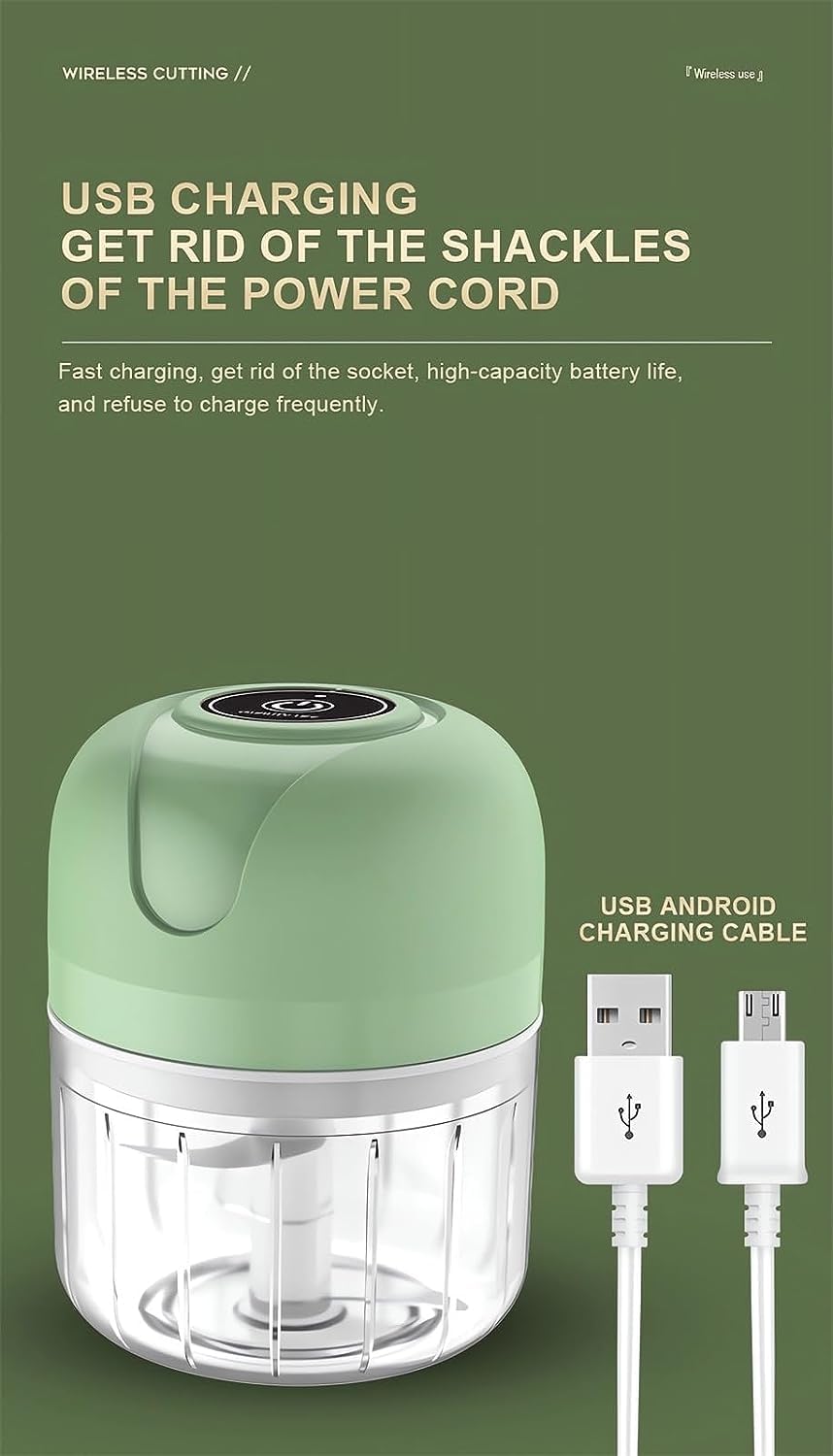 USB Rechargebale Electric Garlic Grinder - Mini Portable Wireless Food & Nut Chopper for all Nuts Electric, Small Chopper Blender Food Processor, Electric Onion Meat Nut Chopper Vegetable Cutter