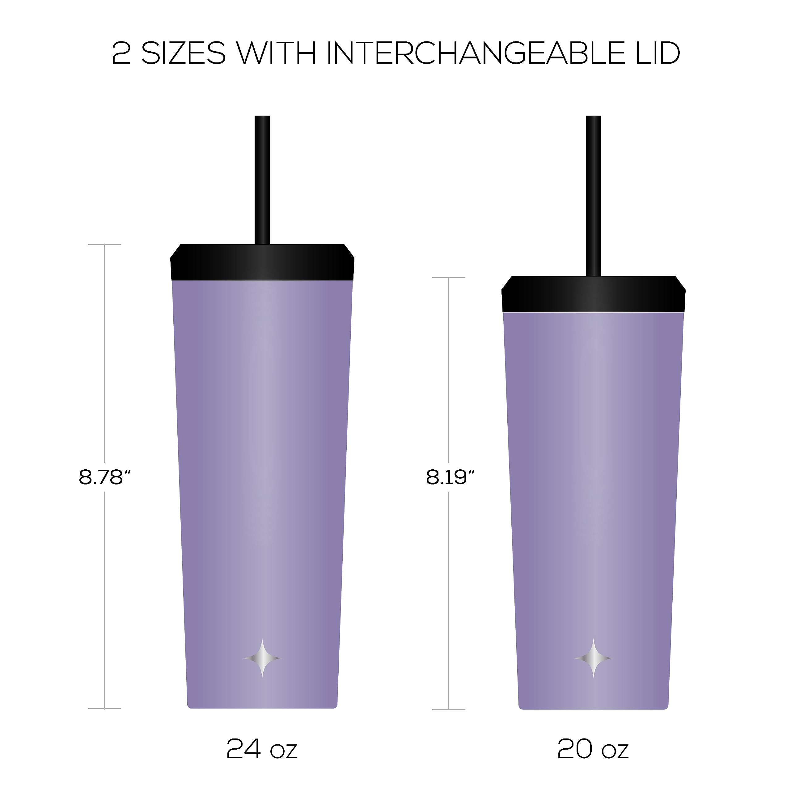 JoyJolt Vacuum Insulated 24 oz Tumbler with Lid and Straw (2 Each) Vacuum Double Wall Stainless Steel Tumbler, Copper Lined for 12Hr Hold/Cold Drinks. Leakproof Water Bottle, Tea or Iced Coffee Cup