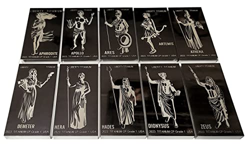 Titans Gods Lot of 10 1 Pound - 1 lb Titanium Art Bar | Greek Gods | Liberty Titanium Limited Edition