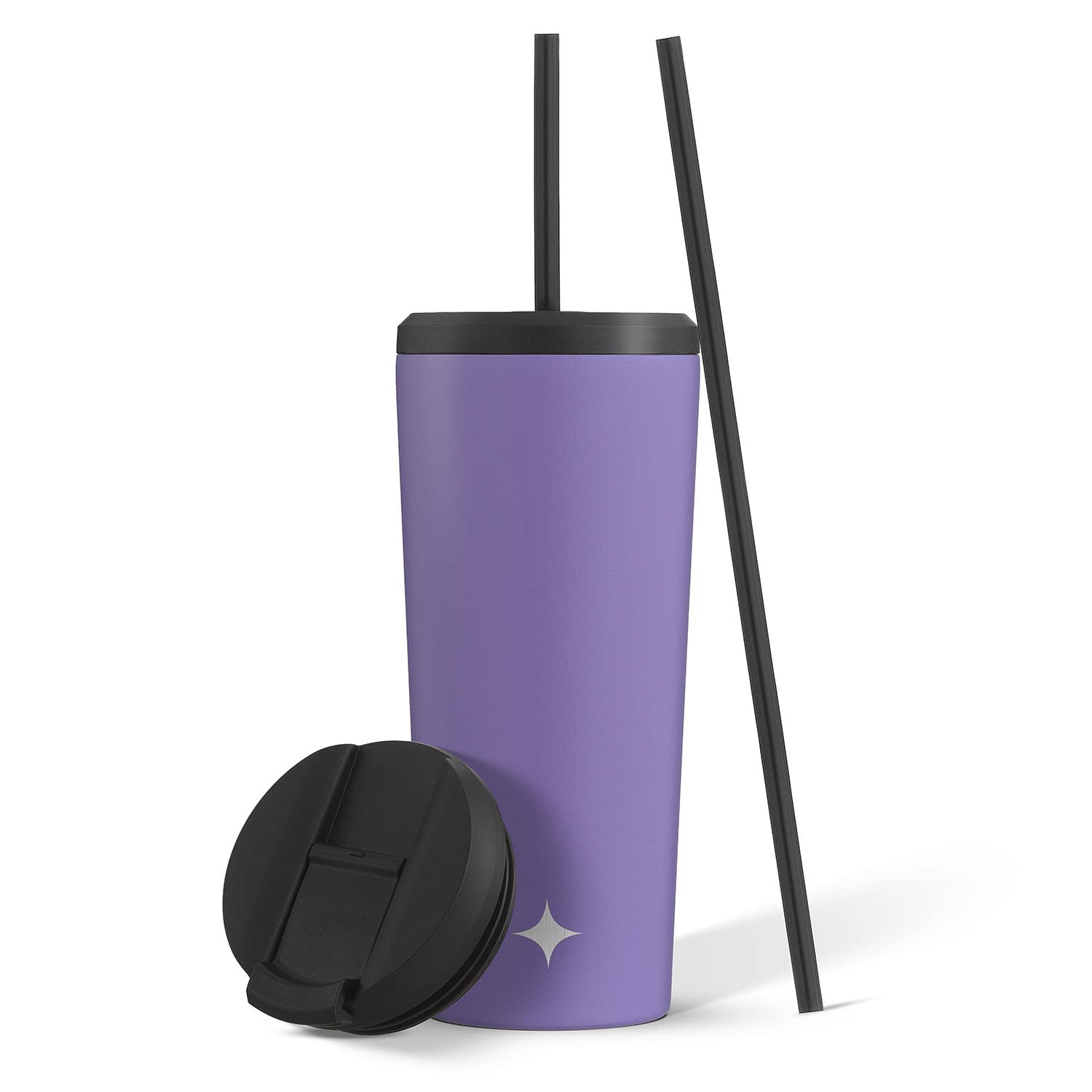 JoyJolt Vacuum Insulated 24 oz Tumbler with Lid and Straw (2 Each) Vacuum Double Wall Stainless Steel Tumbler, Copper Lined for 12Hr Hold/Cold Drinks. Leakproof Water Bottle, Tea or Iced Coffee Cup