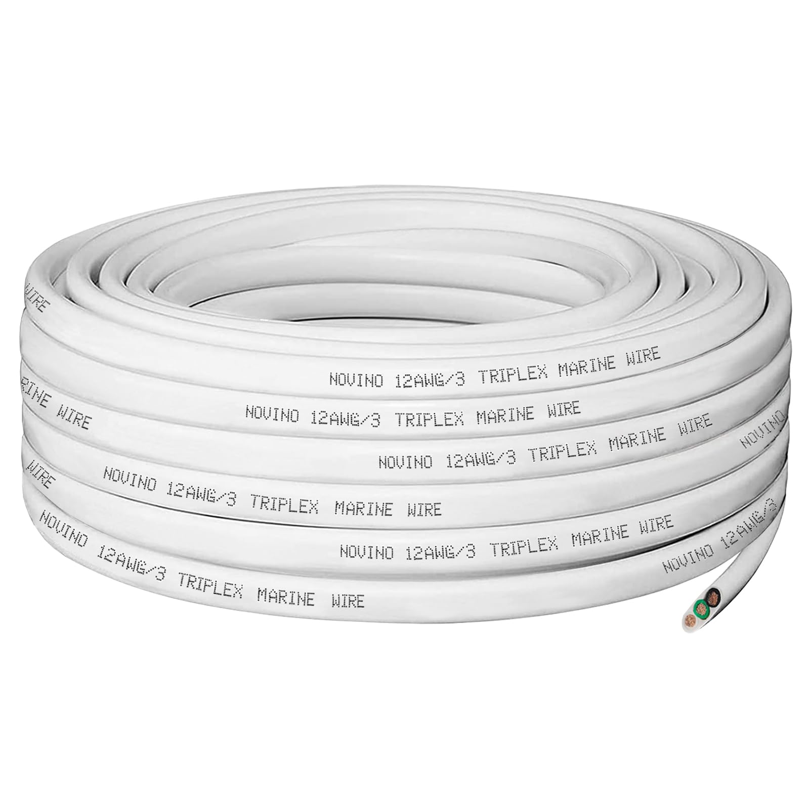 12 Gauge Marine Wire 12/3 12AWG Marine Grade Wire Triplex Tinned Copper Boat Cable,12 Gauge OFC Oxygen Free Copper Cable for Automotive RV Boat Speaker Solar Outdoor - 50ft