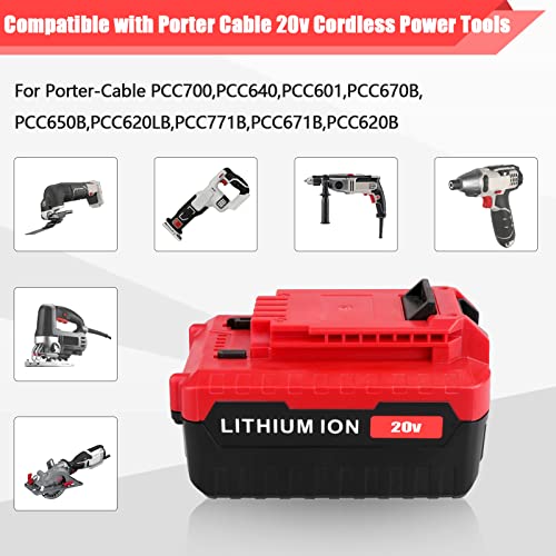 VINIDA Upgraded 2 Packs PCC685L 6.0Ah 20V Replacement for Porter Cable 20V Battery Compatible with Porter Cable 20V Max Batteries PCC680L PCC682L PCCK602L2 PCC600 PCC640 Cordless Power Tools Battery