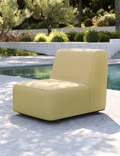Inflatable Patio Outdoor Furniture Sectional Sofa All-Weather Washable Armless Patio Chair for Balcony, Backyard, Garden (Yellow)