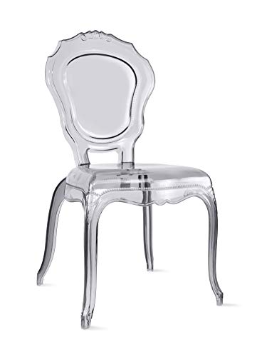 2xhome - Belle Style Ghost Side Chair Dining Room Chair - Smoke Accent Seat - Lounge No Arm Arms Armless Less Chairs Seats Higher Fine Modern Designer Artistic Classic Mold