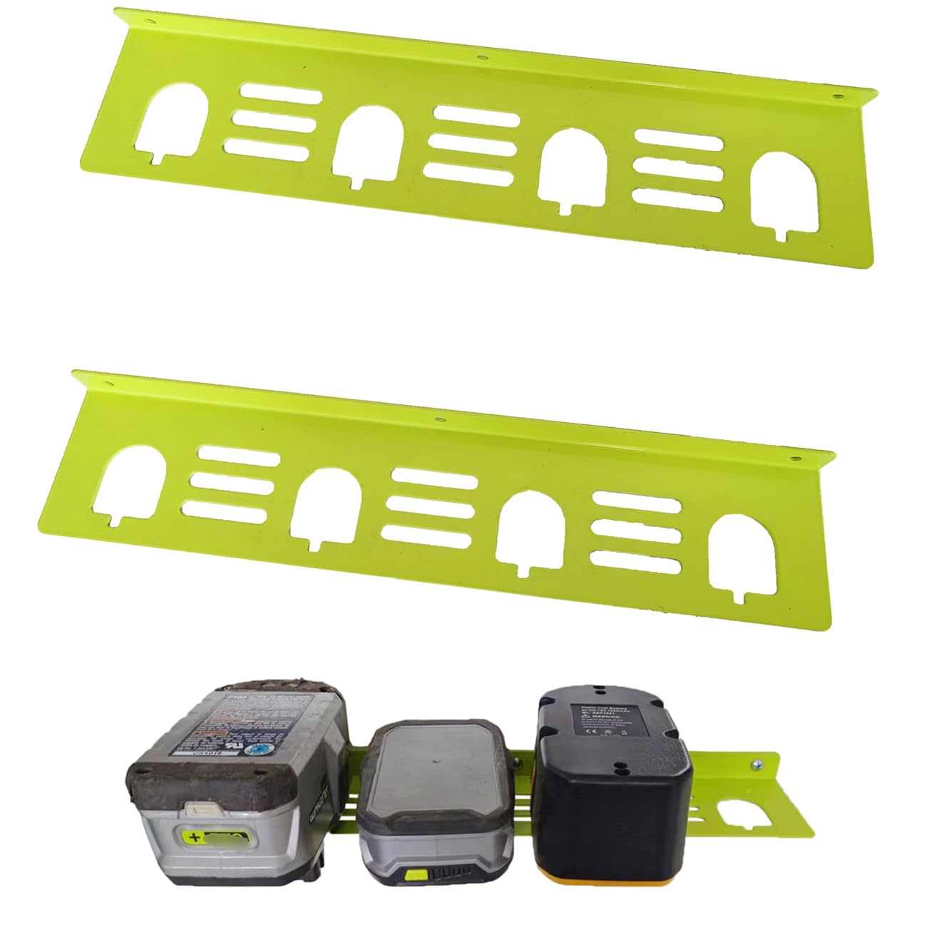 WOLGNKI Metal Battery Organizer Mount Holder fit for RYOBI 18V Battery (2pcs)